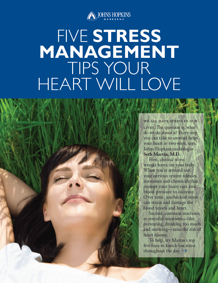 E-book: Five Stress Management Tips Your Health Will Love | Johns ...